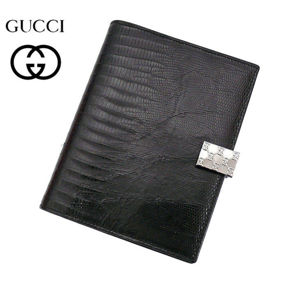Gucci Lizard Leather Notebook Cover Black - Gem